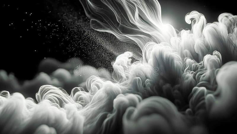 The Smoke Exploded and Exploded in Black and White Stock Illustration ...