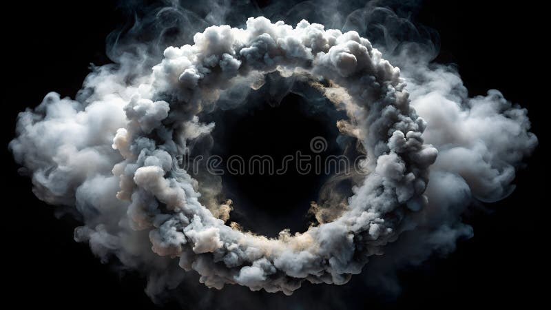 Smoke Exploding Outward from Circular Empty Center. Dramatic Smo Stock ...