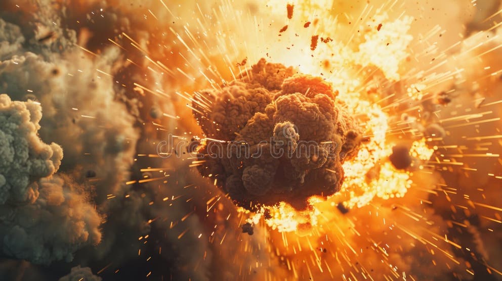 Smoke Explosion in Sky stock image. Image of sparks - 376262407