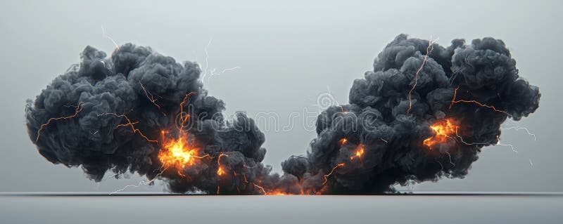 Smoke Explosions with Lightning Isolated Over a Transparent Background ...