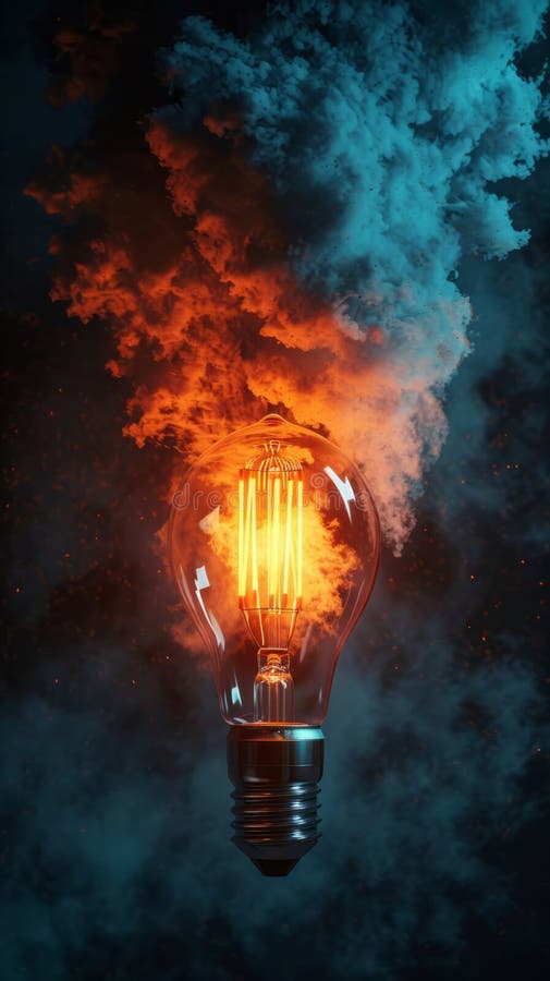 Smoke-filled Light Bulb Emitting Billows of Smoke and Fumes Stock Image ...