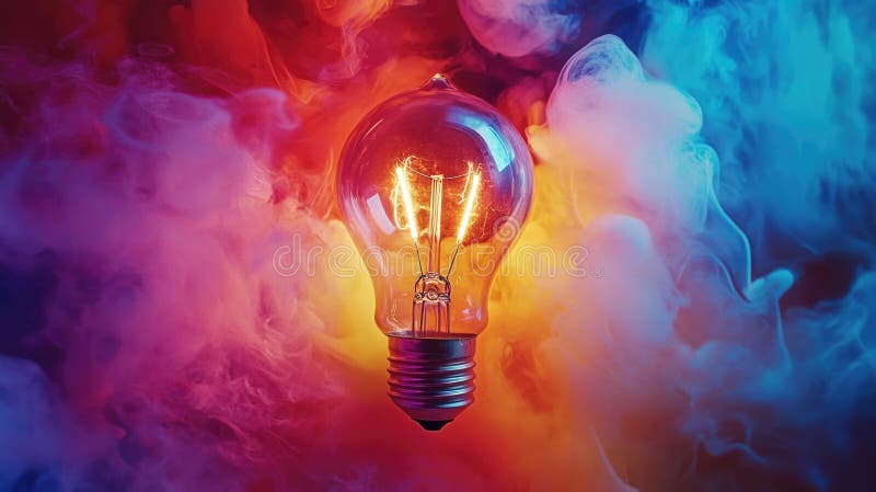 Smoke-Filled Light Bulb stock photo. Image of indicator - 381704582