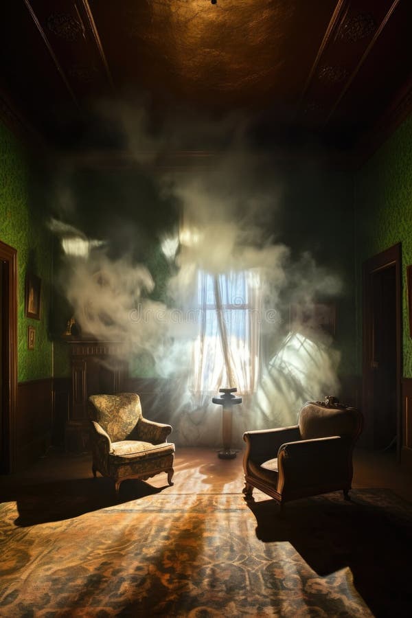 Smoke-filled Room Illuminated by a Single Light Source Stock ...