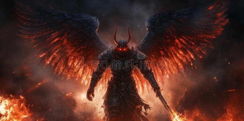 With Smoke and Fire, an Angry Devil with a Scythe Appears in the Dark ...