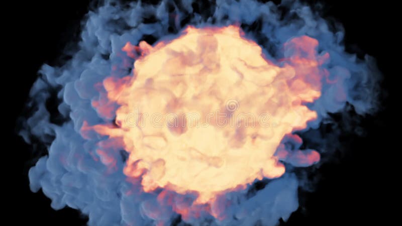 Smoke and Fire Boiling, Upper View, Seamless Loop, Against Black Stock ...
