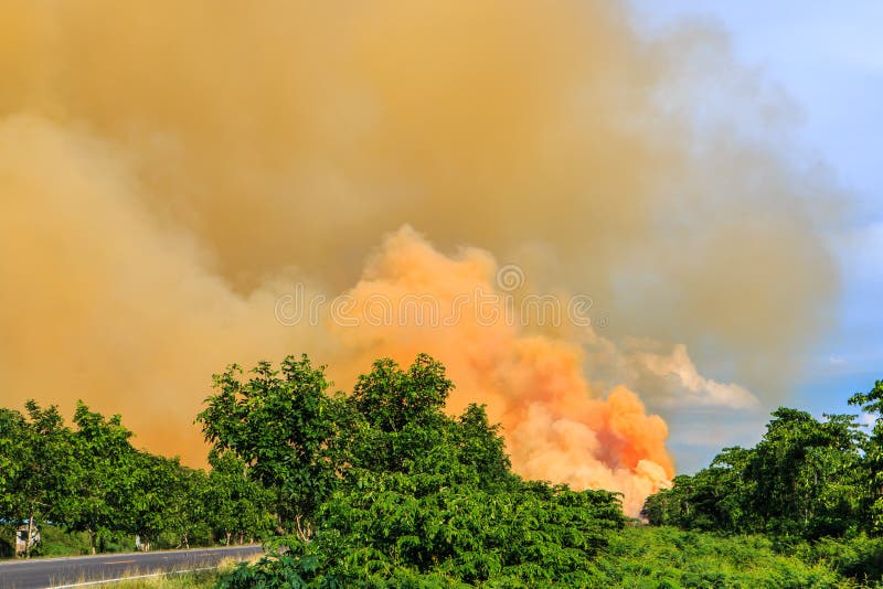 Smoke from fire burning stock photo. Image of refinery - 56175964