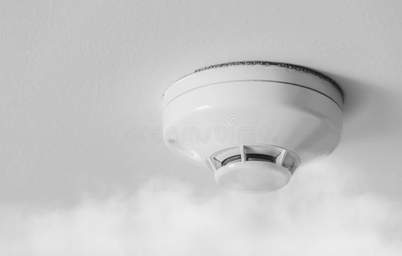 Fire Detector at False Ceiling. Fire Alarm System Stock Image - Image ...