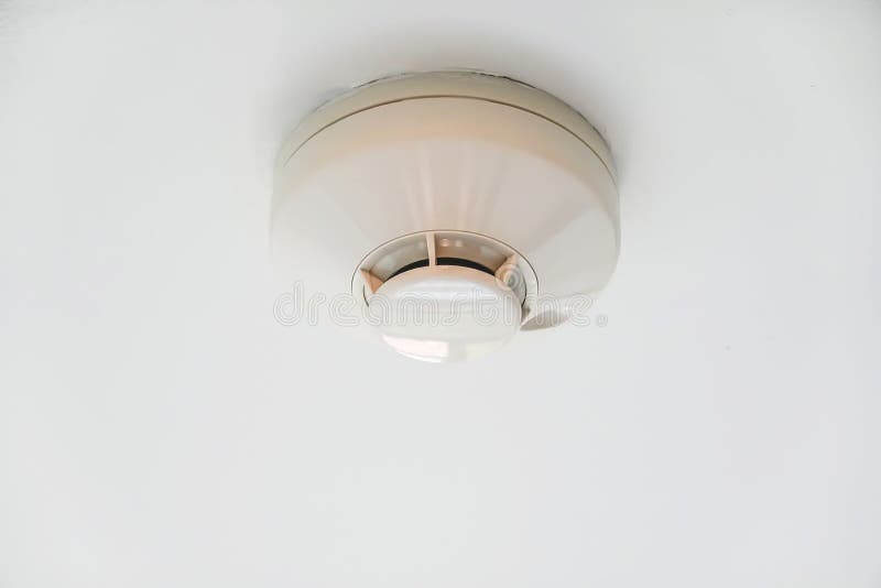 Smoke Fire Detector Mounted on Roof Stock Photo - Image of emergency ...