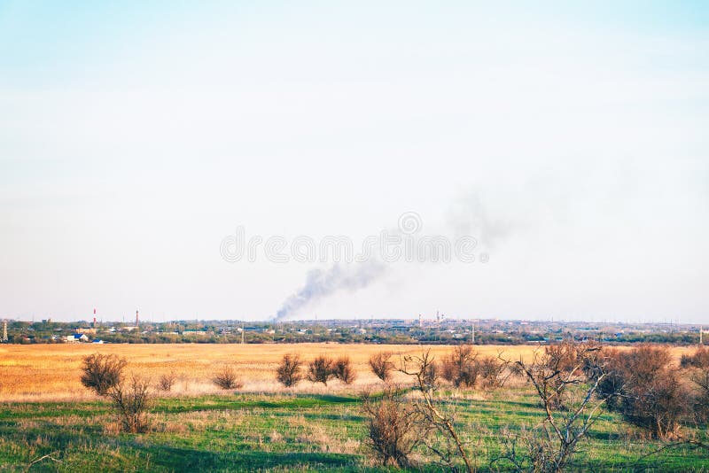 Smoke from a Fire in Distance Stock Image - Image of accident, danger ...