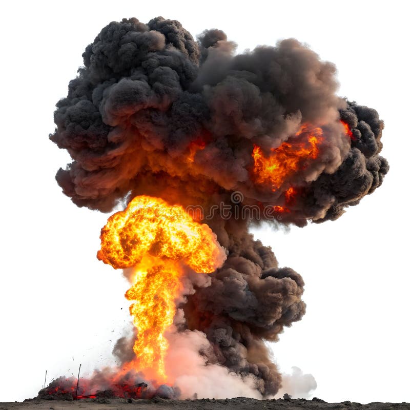 Smoke and Fire Explosion Isolated on White Background Stock ...