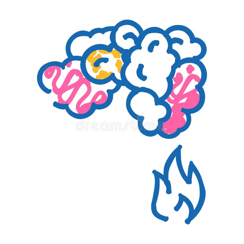 Smoke Fire Icon Doodle Illustration Stock Vector - Illustration of ...