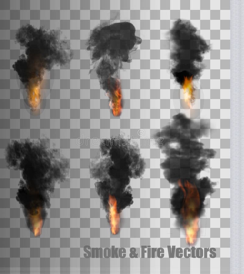 Smoke and Fire Vectors on Transparent Background Stock Vector ...