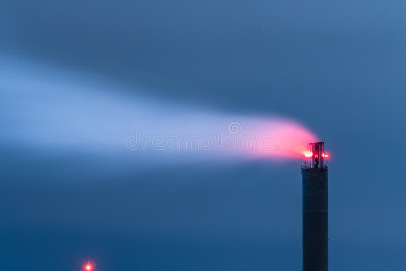 Smoke Flowing from a Stoke Stack at Night.. Stock Image - Image of ...