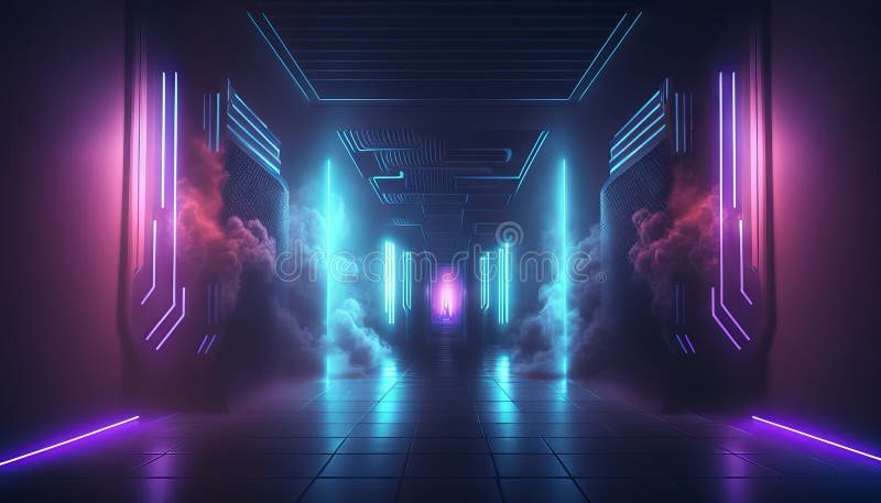 Smoke Fog Futuristic Hall Corridor with Neon Laser Led Blue Purple ... Smoke Fog Futuristic Hall Corridor with Neon Laser Led Blue Purple ...
