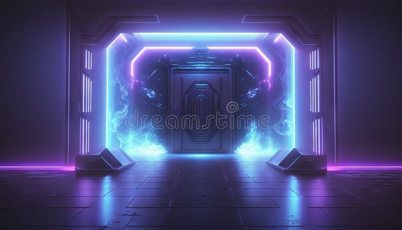 Smoke Fog Futuristic Hall Corridor with Neon Laser Led Blue Purple ... Smoke Fog Futuristic Hall Corridor with Neon Laser Led Blue Purple ...
