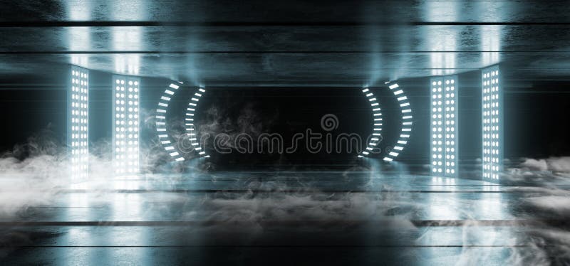 Smoke Fog Virtual Reality Neon Glowing Sci Fi Futuristic Spaceship Dark