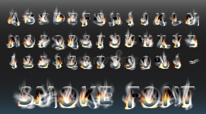 Hot Font. Fiery Letters and Numbers. Alphabet. Fire Burning Vector Font ...