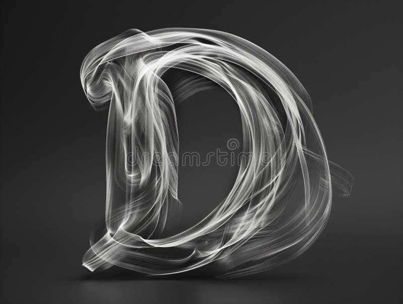 Smoke Font. Letter D, Smoke Effect Gray Alphabet on Black Background ...