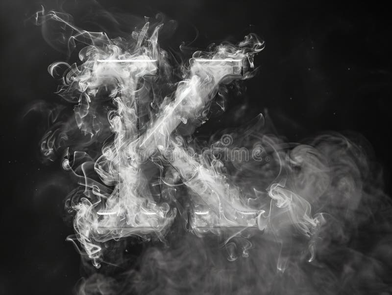 Smoke Font. Letter K, Smoke Effect Gray Alphabet on Black Background ...