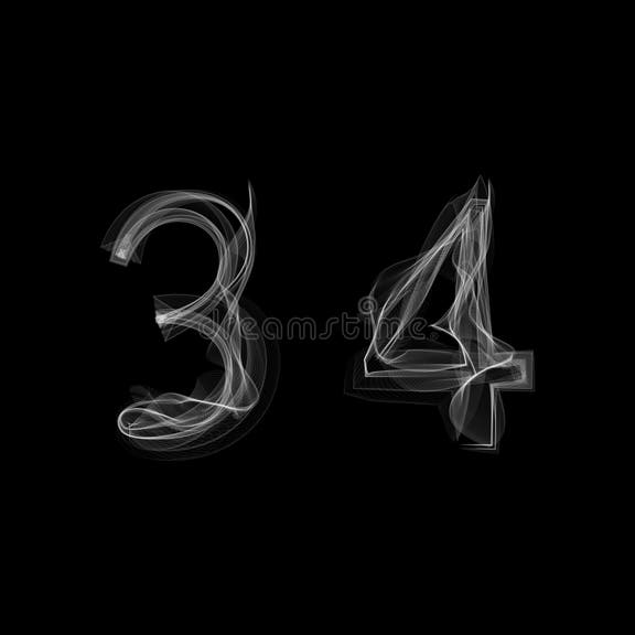 Smoke font. Numbers 3 4 stock vector. Illustration of closeup - 47784874