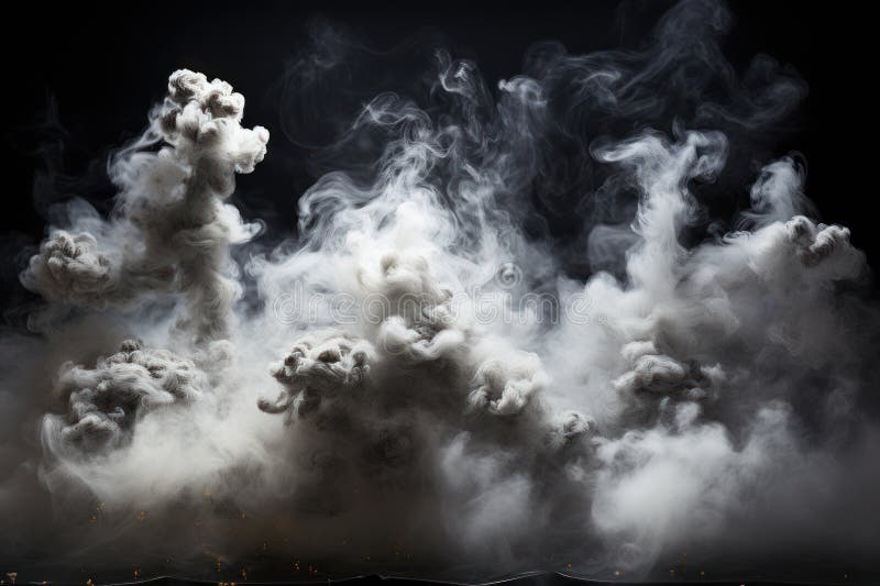 Smoke in the Form of a Cloud of Fire on a Black Background. Stock ...
