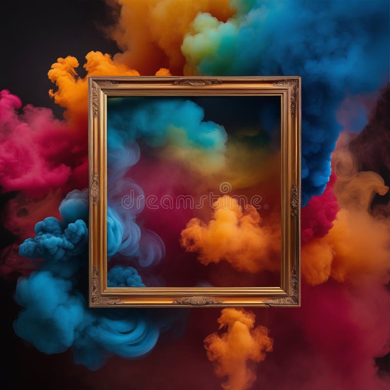 Smoke in the Form of a Frame Colorful Stock Photo - Image of design ...