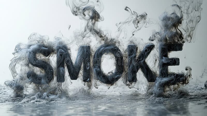 Smoke Forming the Word SMOKE on a White Background with Swirling ...