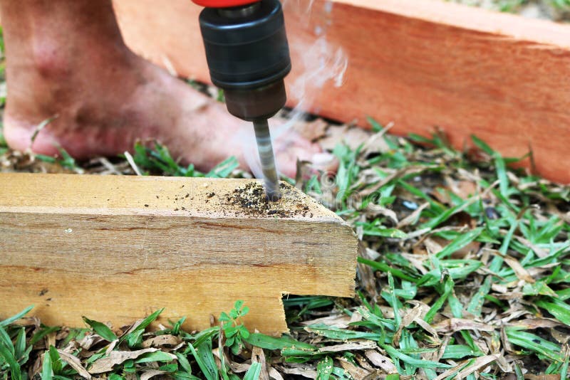 Smoke and Heat from an Electric Drill. Stock Image - Image of drilling ...