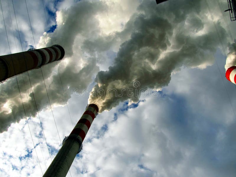 Smoke from high chimneys stock photo. Image of carbon - 25800416