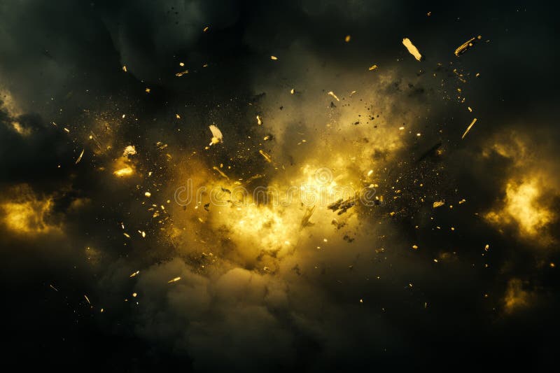 Smoke Illuminated with Yellow Light on a Black Background Stock Image ...