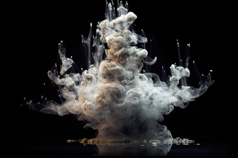 Smoke Interacting with Zero Gravity Water Droplets Stock Illustration ...