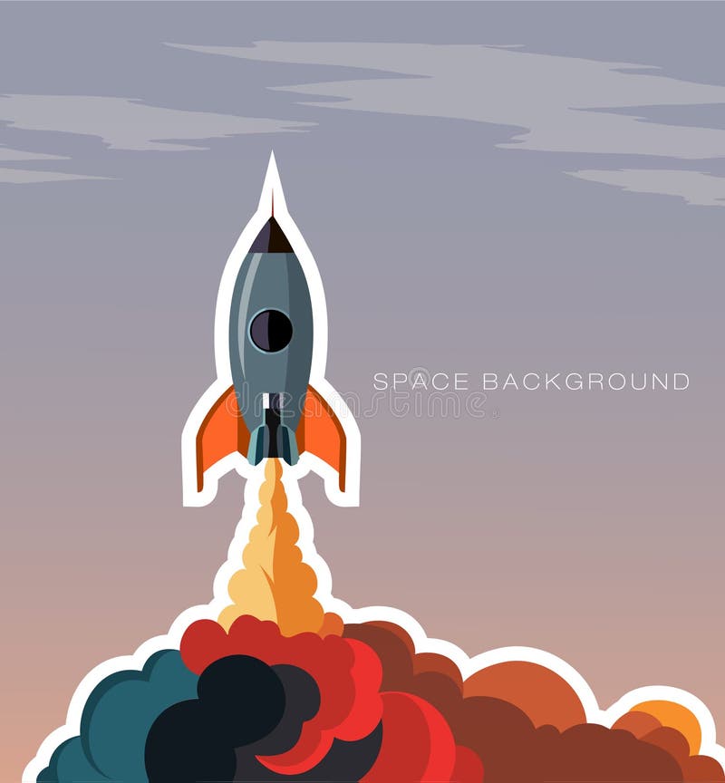 Smoke of the Launch Pad Shuttle Flies into Space Stock Vector ...