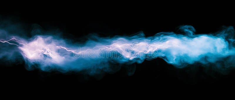 Smoke and Lightning Dance on a Textured Black Background Creating an ...