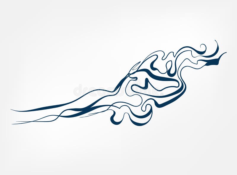 Smoke Line Art Sketch Outline Isolated Design Element Cosmetics Vector ...