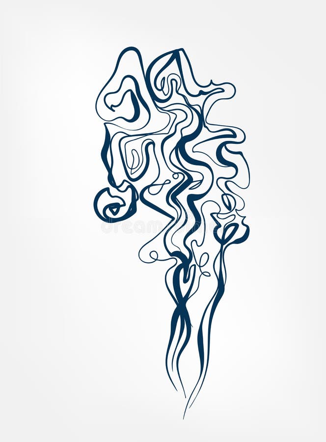 Smoke Line Art Sketch Outline Isolated Design Element Cosmetics Vector ...