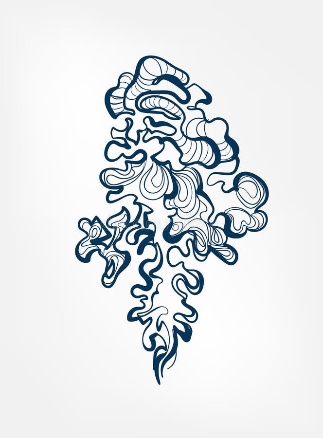 Smoke Line Art Sketch Outline Isolated Design Element Cosmetics Vector ...