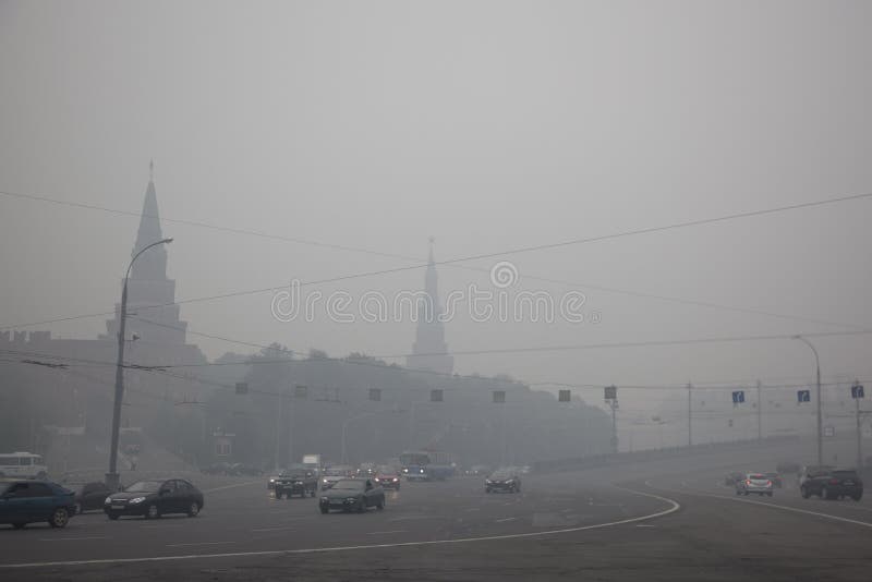 Smoke in Moscow editorial image. Image of august, street - 15470635