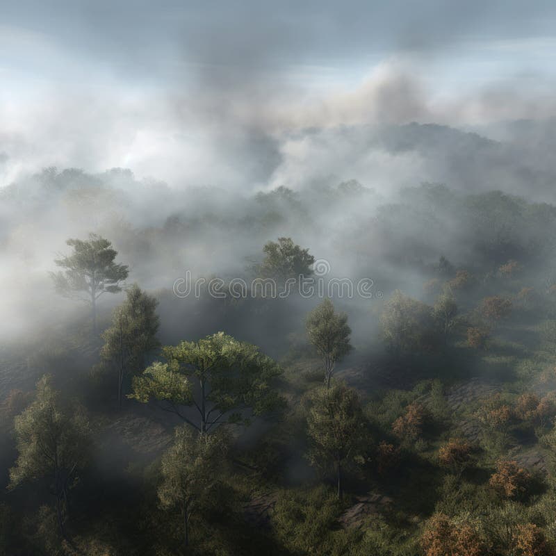 Smoke Over a Burning Forest. Forest Fire Stock Illustration ...