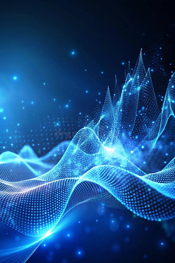 Smoke Particle Wave with Glowing Dots Techno Background Stock ...