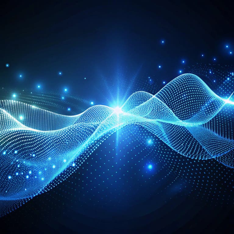 Smoke Particle Wave with Glowing Dots Techno Background Stock ...