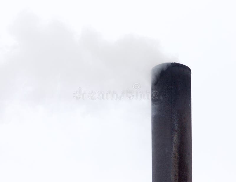 Smoke from a pipe on a cloudy sky. Exhaust, chimney. - Stock Image ...