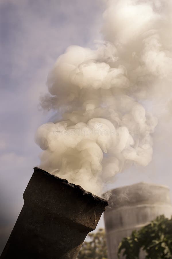Smoke from Pipe of Incinerator for Making Charcoal Stock Photo - Image ...