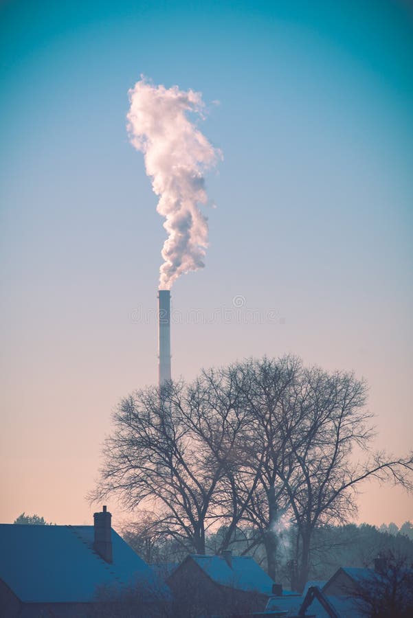Winter Smoke Comes Out Of The Chimney. Home Stove Stove Stock Photo ...