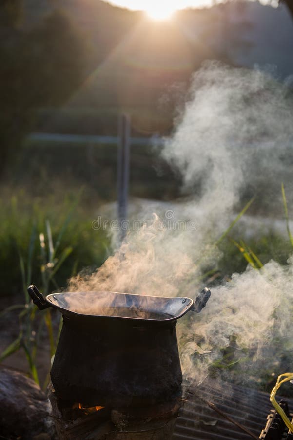 Smoke from the Pot and Sunlight Stock Photo - Image of rice, outdoor ...