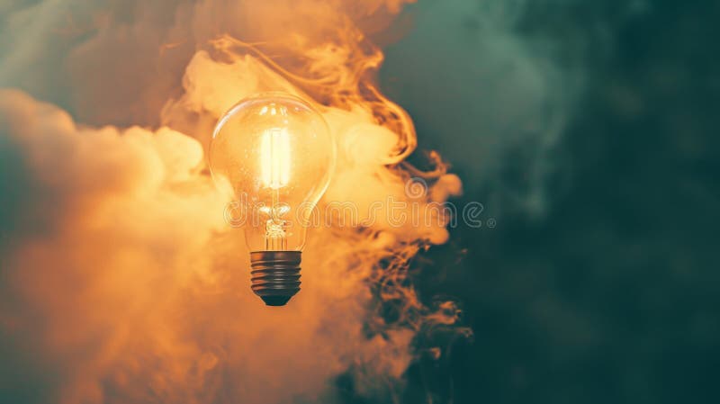 Smoke Pouring Out of a Light Bulb, Causing Potential Danger and ...