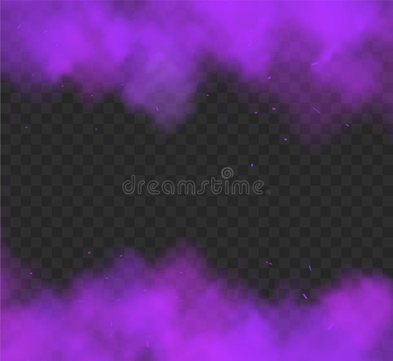 Smoke Purple Fog Background Effect. Vector Purple Cloud Black Smoke Gas ...