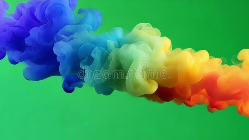 Colorful Smoke Forming Abstract Shapes on Green Screen Background Stock ...