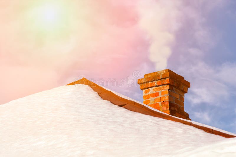 Smoke From A Home Chimney In Winter Stock Image - Image of environment ...