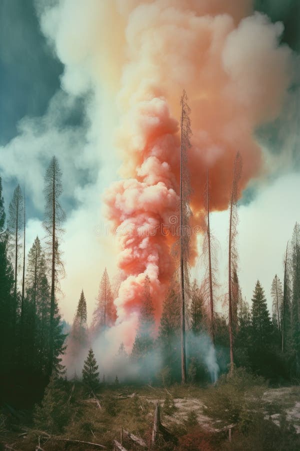 Smoke Rising from a Forest Fire Stock Illustration - Illustration of ...