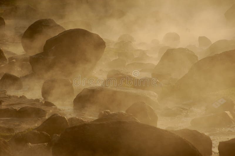 Smoke Rising from Hot Springs . Stock Photo - Image of lampang ...